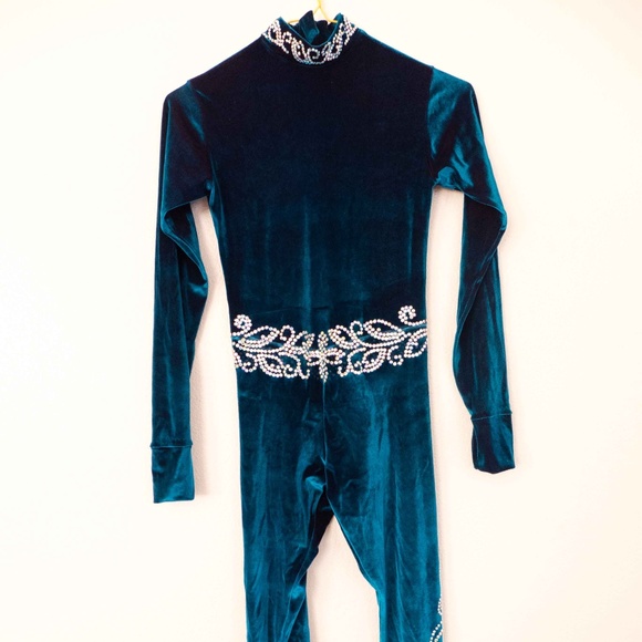 Costumes | Teal Velvet Figure Skating Costume | Poshmark